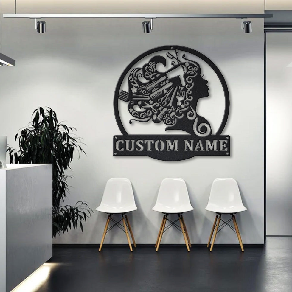 Beauty Salon Hair Monogram Personalized Metal House Sign – Metals® Custom