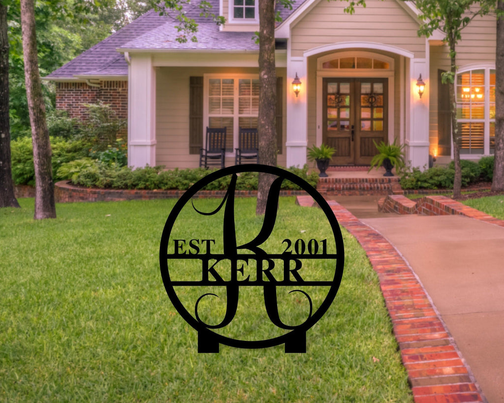 Round Monogram, Monogram Yard Sign, Personalized, Name Yard Sign, Wedd ...