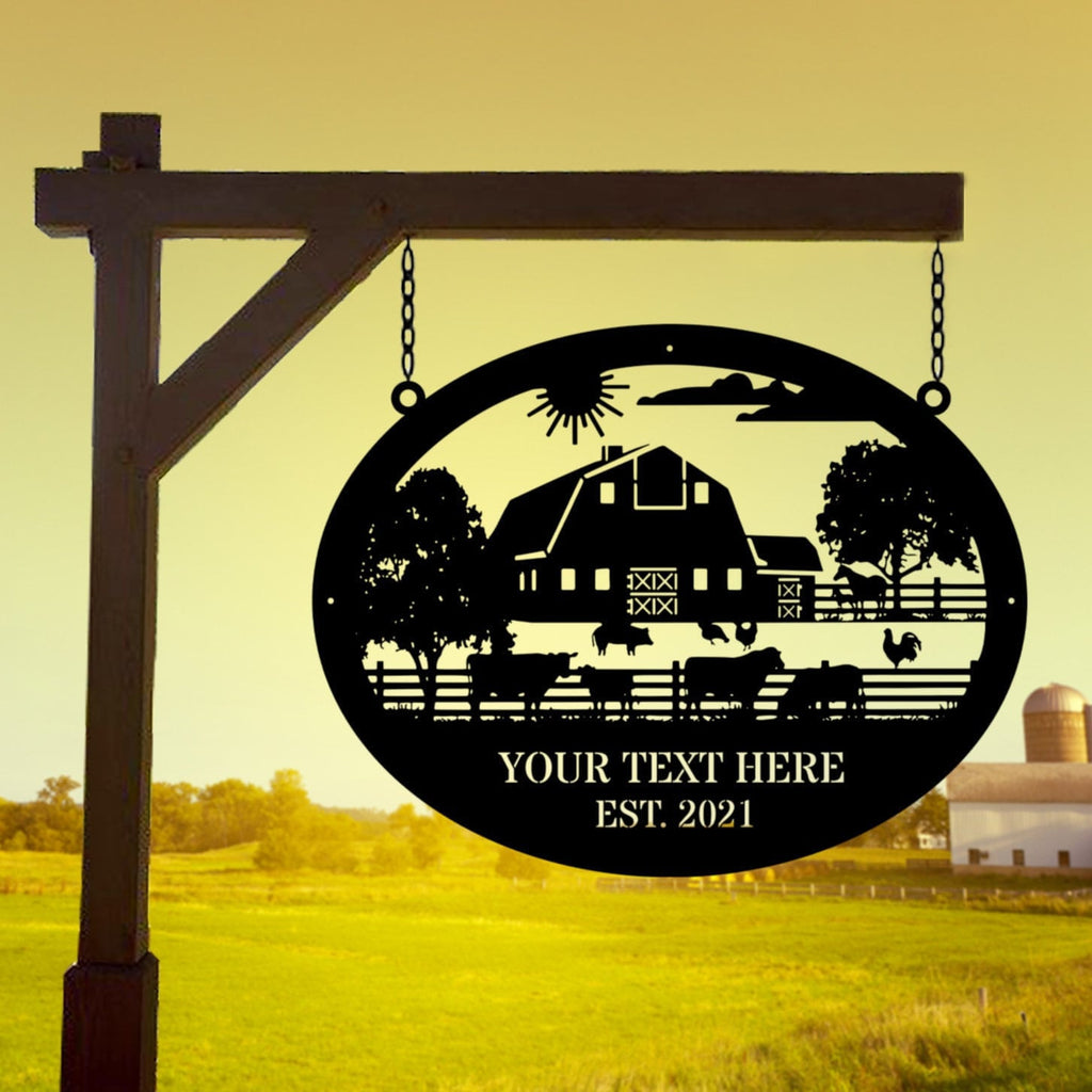 Custom Metal Farm Sign Cattle Ranch Barn Sign Farmhouse Decor Family N ...