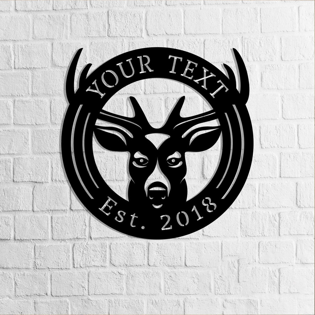 Deer Antlers Custom Deer Sign Steel Art Antler Sign Family Name Sign W ...