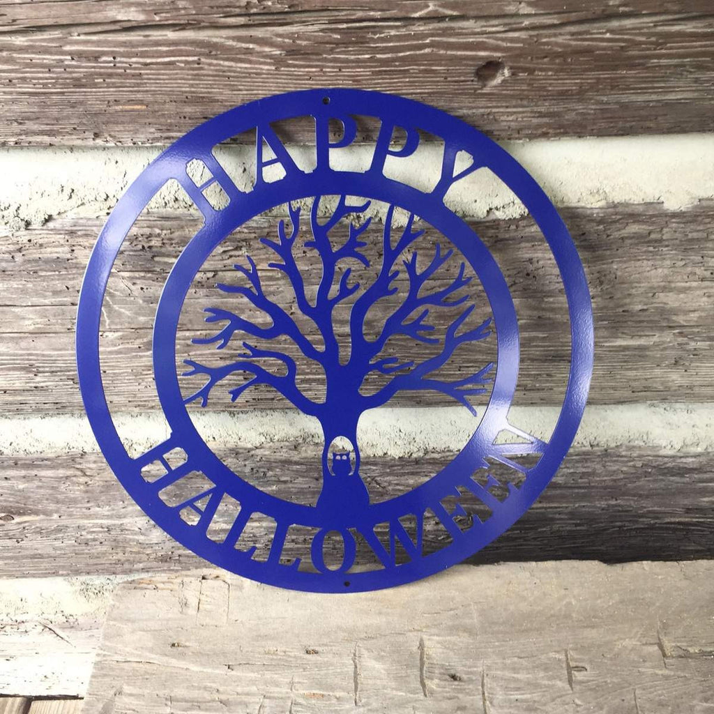 Metal Spooky Halloween Tree Sign Cut Metal Sign Metal House Sign Decor ...