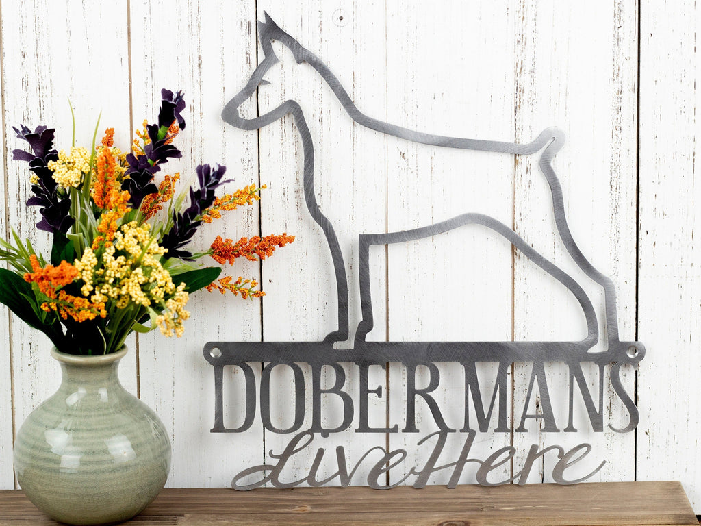 Doberman Sign Doberman Pinscher Dog Silhouette Sign Beware Of Dog Sign ...
