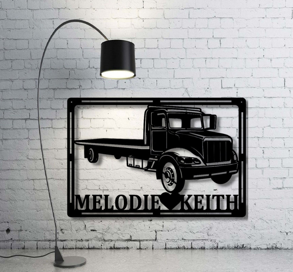 Flatbed Tow Truck Metal Decor Customizable Personalized Metal Sign Tow ...