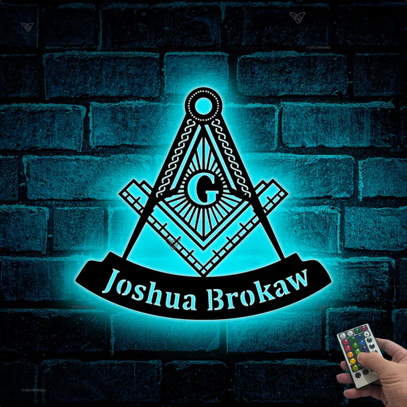 Custom Masonic Square And Compass Metal Wall Art Led Lights, Personali ...