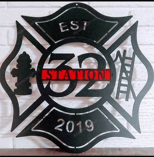 Badge Number Metal Maltese Cross Sign Cut Metal Sign Metal House Sign ...