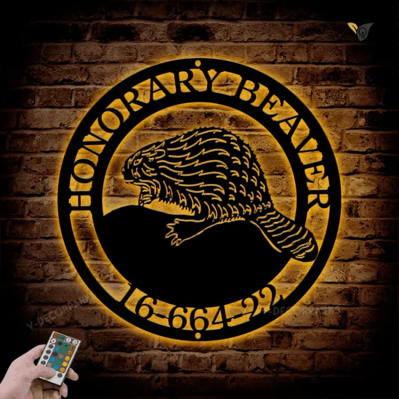 Personalized Beaver Sign, Metal Wall Art With Led Lights, Metal Wall A ...